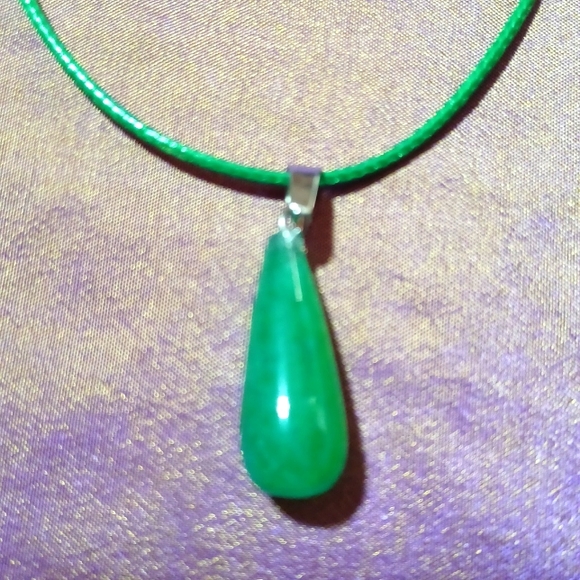 Jewelry | Teardrop Jade Pendant Charm Green Teardrop Necklace Pendant ...